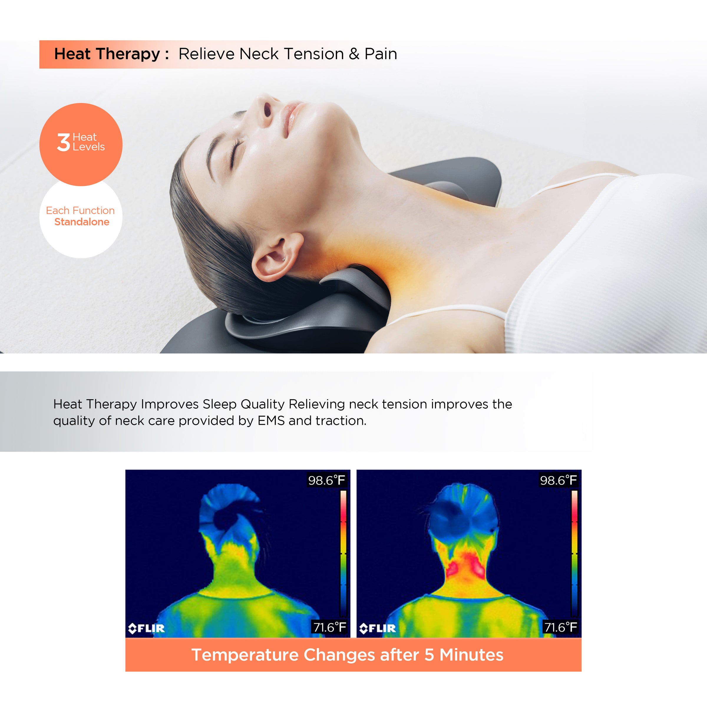 EMS Neck Traction Device with Adjustable Heat for Neck Pain Relief ...